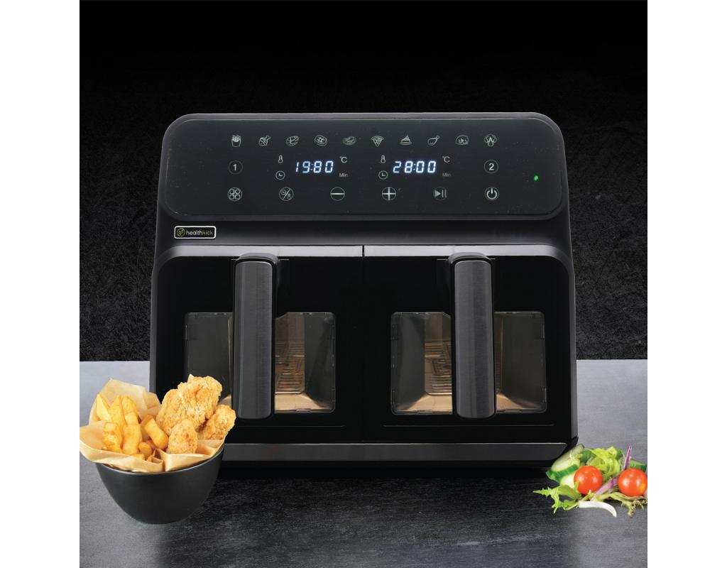 Health Kick K3431 8ltr Digi-Touch Dual Zone Windowed Air Fryer - Black