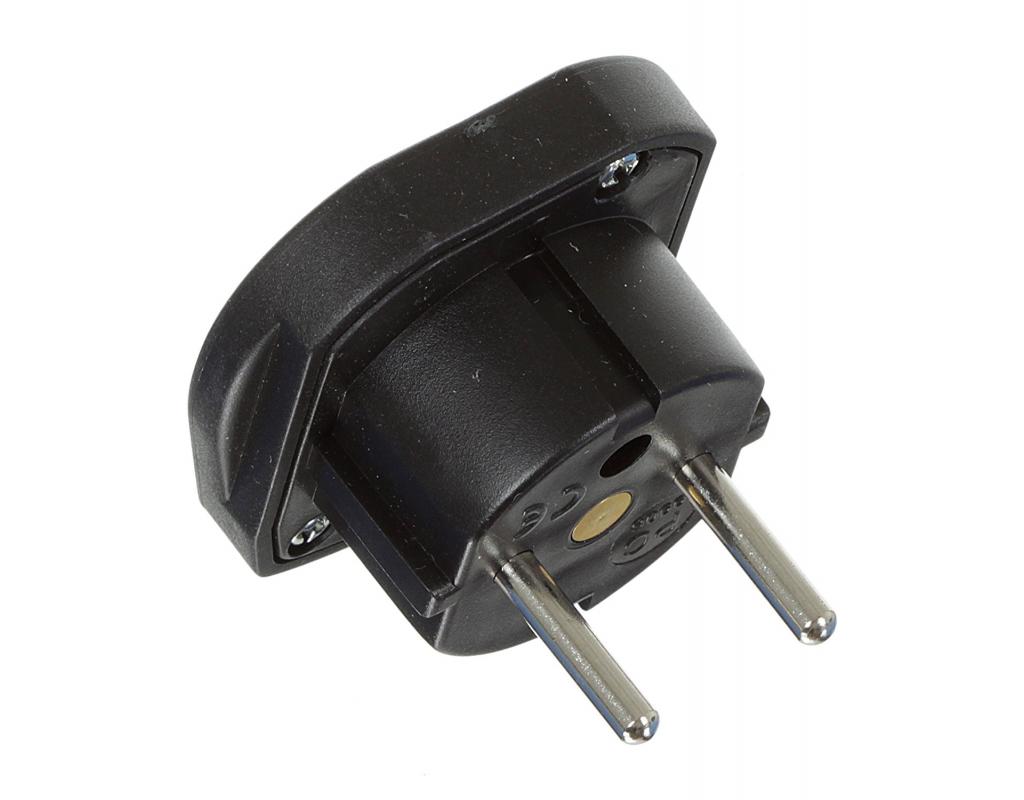 UK 3-Pin to EU Euro 2-Pin Mains Adapter / Travel Plug - Black