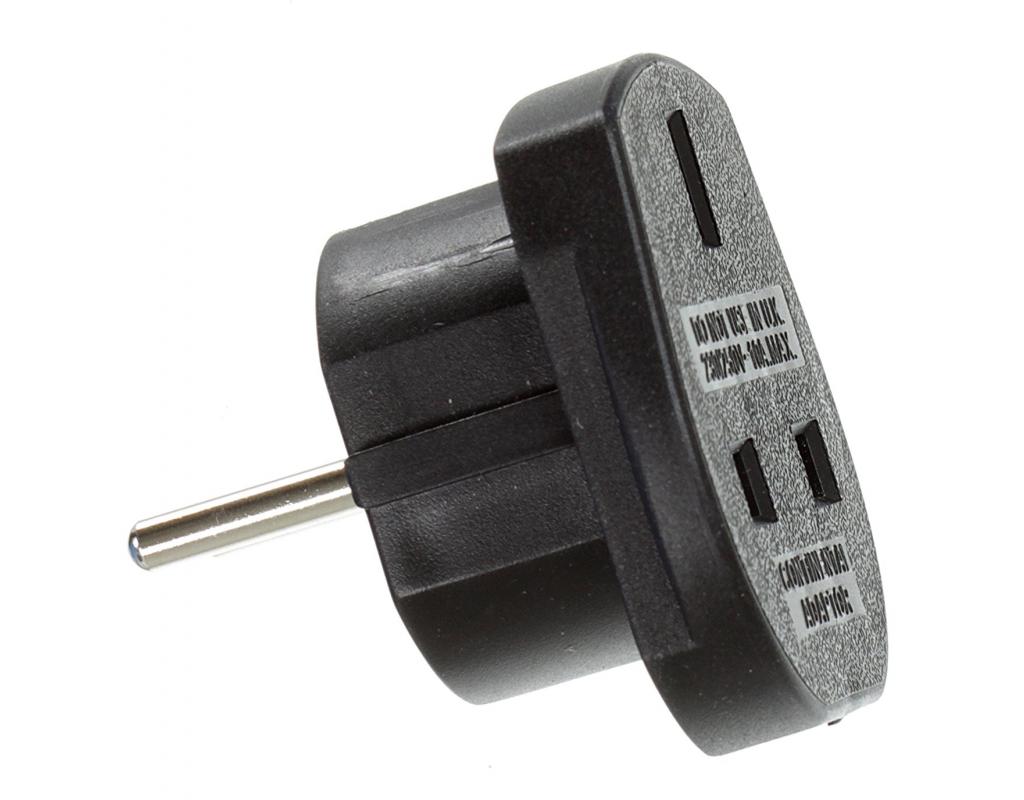 UK 3-Pin to EU Euro 2-Pin Mains Adapter / Travel Plug - Black