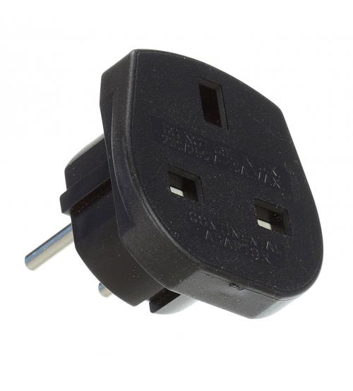 UK 3-Pin to EU Euro 2-Pin Mains Adapter / Travel Plug - Black
